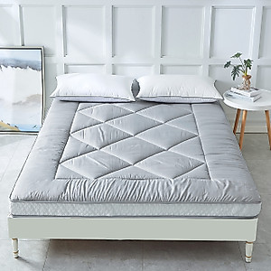 Heimorn Japanese Floor Mattress Futon Mattress, Thicken Sleeping Mattress Foldable & Portable Roll up Camping Mattress with Dust-Proof Cover, Gray Full,Grey