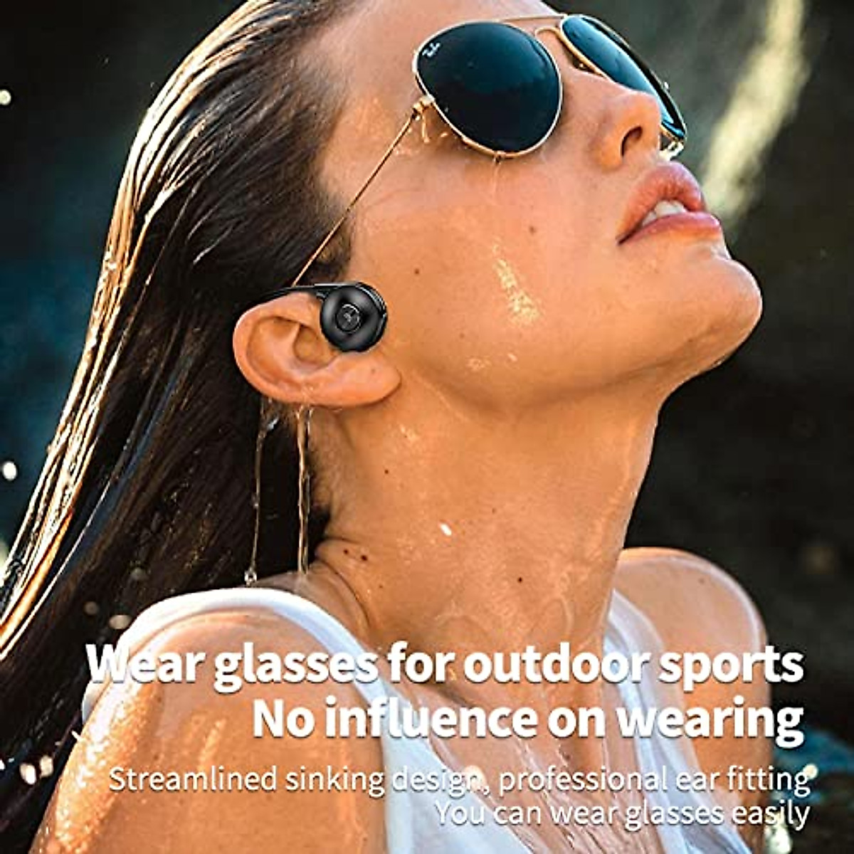 Open Ear Bone Conduction Headphones Wireless Bluetooth Workout Running Cycling Headphones Bone Conduction Headphones Head Set Bluetooth Sport with Neckband Bone Conducting Ear Phones Earbuds White