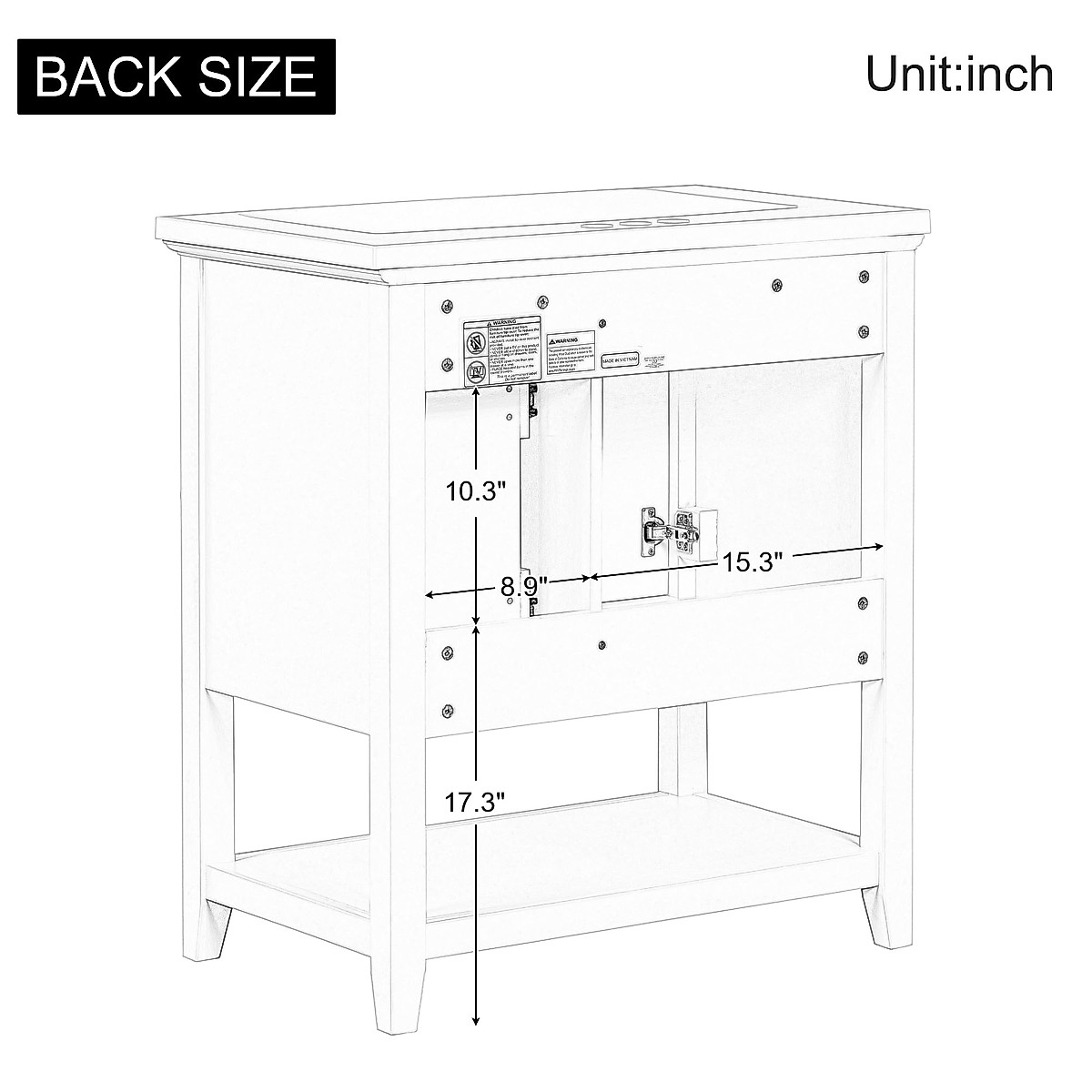 30" Bathroom Vanity Without Sink Top, Solid Wood Bathroom Storage Cabinet Bath Vanity with Two Tiers Drawer and Soft Closing Doors White Without Sink