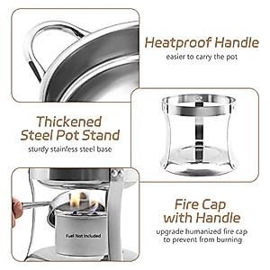 BriSunshine 6 Packs Individual Single Shabu Hot Pot,1QT Mini Round Chafing Dish Buffet Set,Stainless Steel Food Server Warmers with Glass Lids for Caterings Parties Wedding