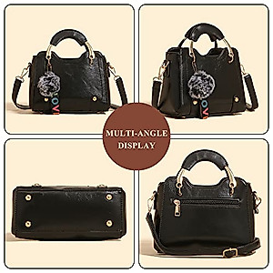 Fashion Purses and Handbags for Women, Ladies PU Leather Top-Handle Satchel Shoulder Bags Small Totes Crossbody Bag (Brown)