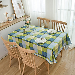 Vinyl Tablecloth with Flannel Backed Waterproof Oil-Proof PVC Table Cloth Wipeable Spill-Proof Plastic Table Cover for Indoor and Outdoor(Morden Checkered, 60 x 102 Inch Rectangle)