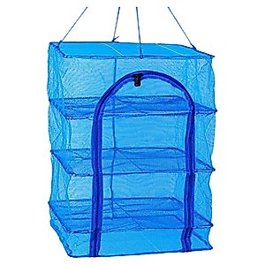 BESPORTBLE Drying Rack 4 Layers Folding Hanging Mesh Dryer for Shrimp Fish Fruit Vegetables Herb, 66X35X35cm with Buckle