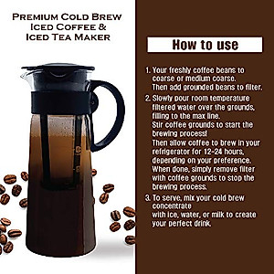 Premium Cold Brew Iced Coffee & Iced Tea Maker with Heat Resistant (650ml)