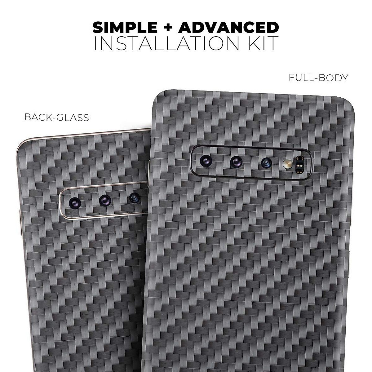 DesignSkinz Textured Black Carbon Fiber Protective Vinyl Decal Wrap Skin Cover Compatible with The Samsung Galaxy S20 (Screen Trim & Back Glass Skin)