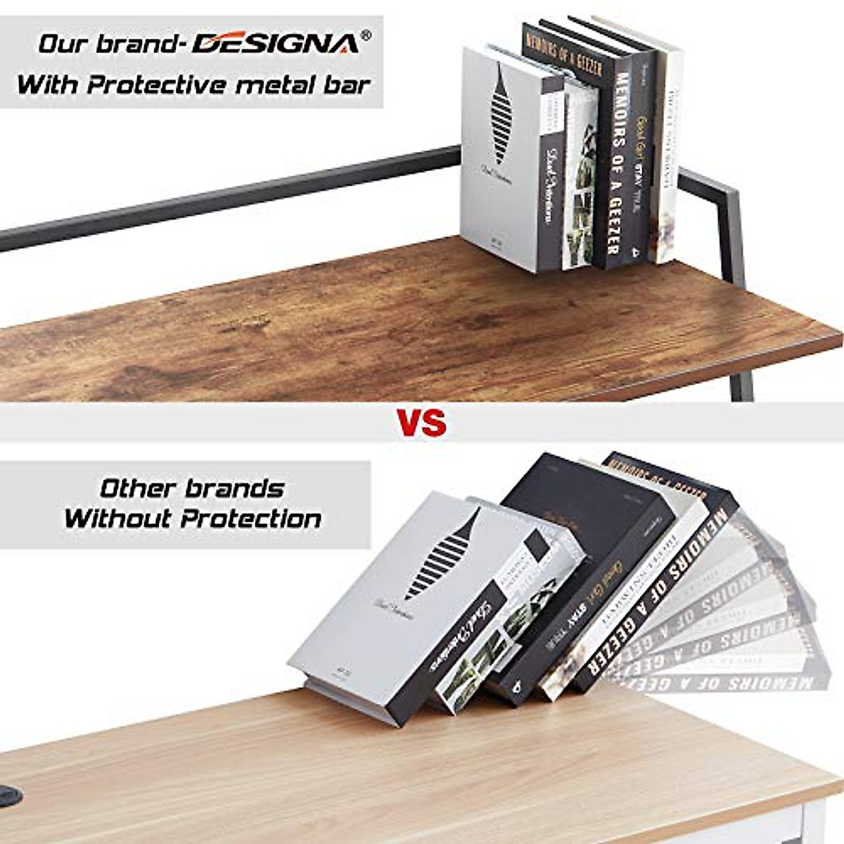 DESIGNA Folding Computer Desk, 33 inch Student Desk Folding, Writing Desk for Home Office, Fold Up Gaming Desk Wood Small Office Table for Teen Working & Crafting, Archaize Brown