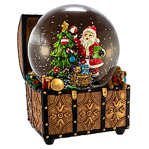 Kurt S. Adler J3259 100mm Wind-Up Musical Santa Water Globe in Treasure Chest