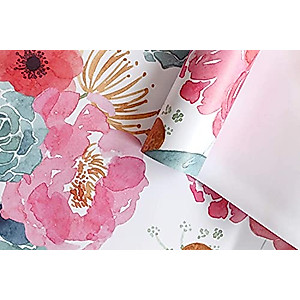 Noihlja Peel and Stick Wallpaper Removable Floral Cactus Pink Navy Flower Vinyl Self Adhesive Prepasted Decorative for Girls Women Bedroom Cabinets Desk Countertops 17.7in x 9.8ft