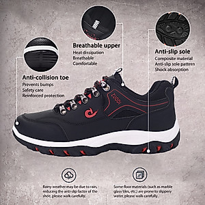 AIRAVATA Low Top Hiking Shoes for Men's Outdoor Lightweight Lace-up Ankle Boots Anti Slip Sneakers Waterproof Trekking Trails Walking Work Shoes, Black Size 13 US