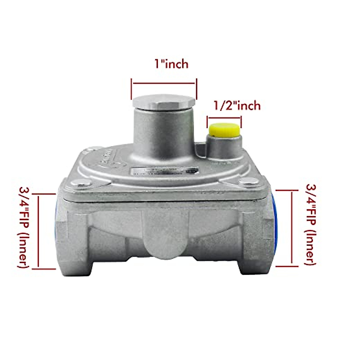 MENSI Natural Gas Pressure Regulator with 3/4" FNPT Thread, 1/2 PSIG Inlet Pressure and 4"-10" WC Outlet For Grill, Stove Range Pipe Lines