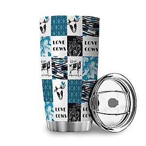 Tumbler Animal Cows Stainless Steel Coffee Travel Mug With Flip Lid Leak Proof Travel Tumbler Hot And Cold Drinks Thermal Cup Tea Wine Cups For Office Animal Cows 20oz