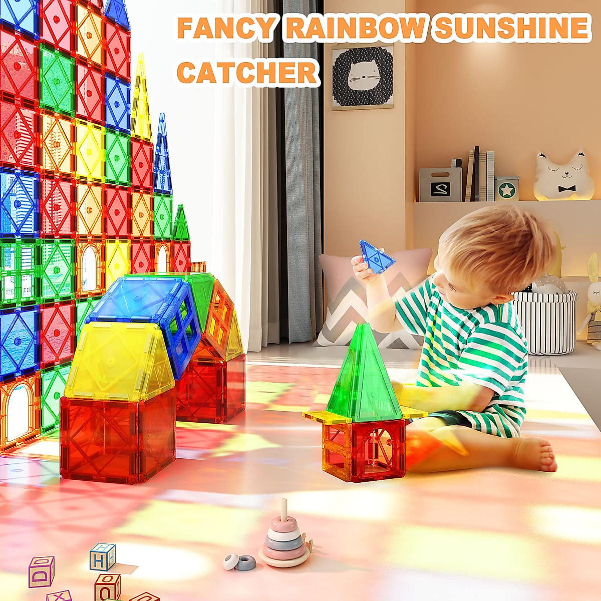 Magnetic Tiles with Ferris Wheel Expansion Set, Magnetic Blocks Toys for 3+ Year Old Boys and Girls, STEM Educational Learning Construction Toddler Kids Toys - Ferris Wheel