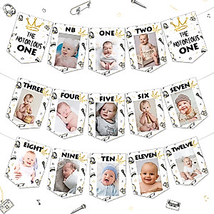kreat4joy The Notorious One Birthday Decorations Photo Banner, 1st Birthday Baby Photo Banner for Newborn to 12 Months, the Big One Hip Hop 1st Birthday Banner for Baby Shower First Birthday Party