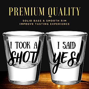 Onebttl Engagement Gifts for Couples, Unique Newly Engaged Gifts, Shot Glass Set, Fiance Fiancee Gifts for Future Mr & Mrs,1.5 oz (45 ml) - I TOOK A SHOT, I SAID YES