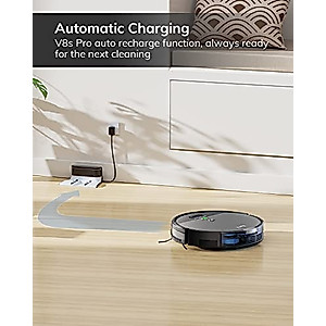 ILIFE Robot Vacuum and Mop Combo - 2000Pa Strong Suction Robotic Vacuum Cleaner with LCD Display - 750ML Dustbin Smart App Automatic Vacuum Cleaner Robot for Carpet Hardwood Floors Pet Hair (V8s Pro)