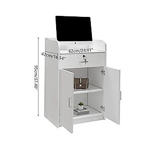 EESHHA Lectern Lightweight Lecterns Wooden Laptop Desk Podium Stand Small Conference Teacher Podiums Simple Floor Standing Standing Lectern, White