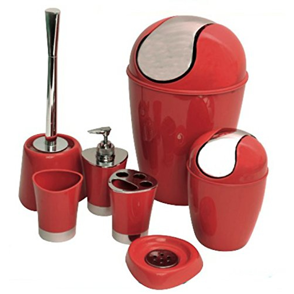 Evideco French Home Goods Taupe Mini Trash Can for Countertop 0.5 Liter -0.3 Gal Chrome Lid