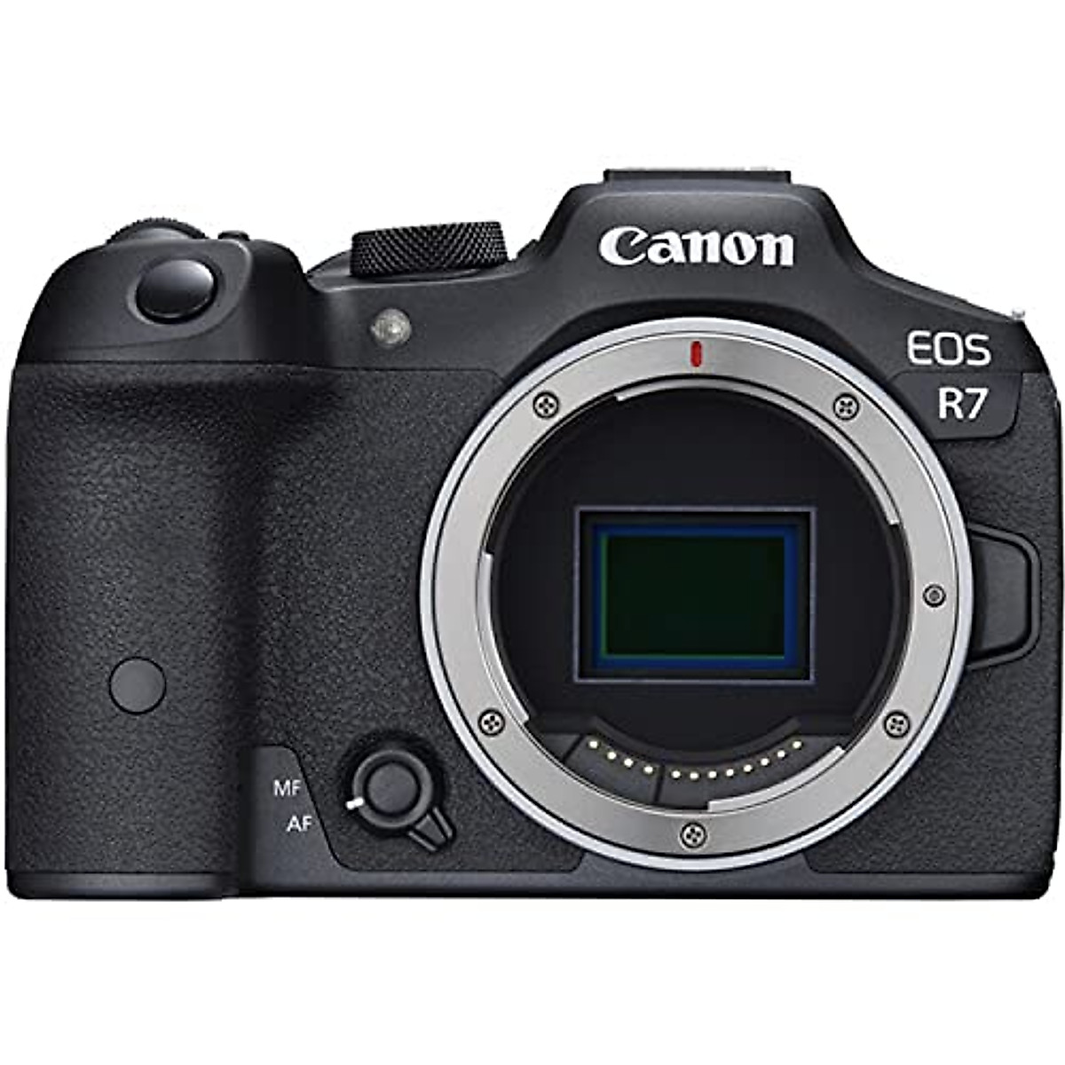 Canon EOS R7 Mirrorless Camera w/RF-S 18-45mm f/4.5-6.3 is STM Lens + EF 75-300mm f/4-5.6 III Lens + EF 50mm f/1.8 STM Lens + 2X 64GB Memory + Hood + Case + Filters + Tripod & More (35pc Bundle)