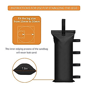 IALNAI 112 LBS Canopy Weights Sand Bags for Canopy Outdoor Advertising Tent Sunshade Fixed Windproof Pop up Canopy Tent（No Sand) Black (4-Pack)