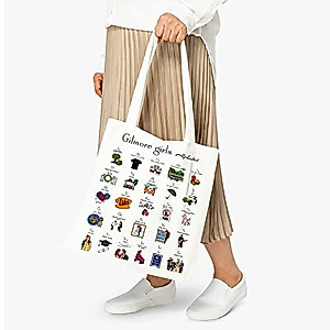Gilmore Girls Alphabet Canvas Tote Bag Funny Cotton Reusable Tote Shoulder Bag Present for Friends Fans Women Men