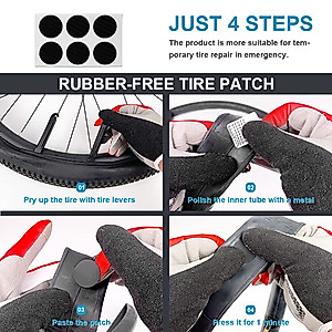 Exppsaf Bike Inner Tire Patch Repair Kit - with 15 PCS Vulcanizing Patches, 6 PCS Pre Glued Patchs, Portable Storage Box, Metal Rasp and Lever - Also for MTB BMX Road Mountain Bicycle Travel