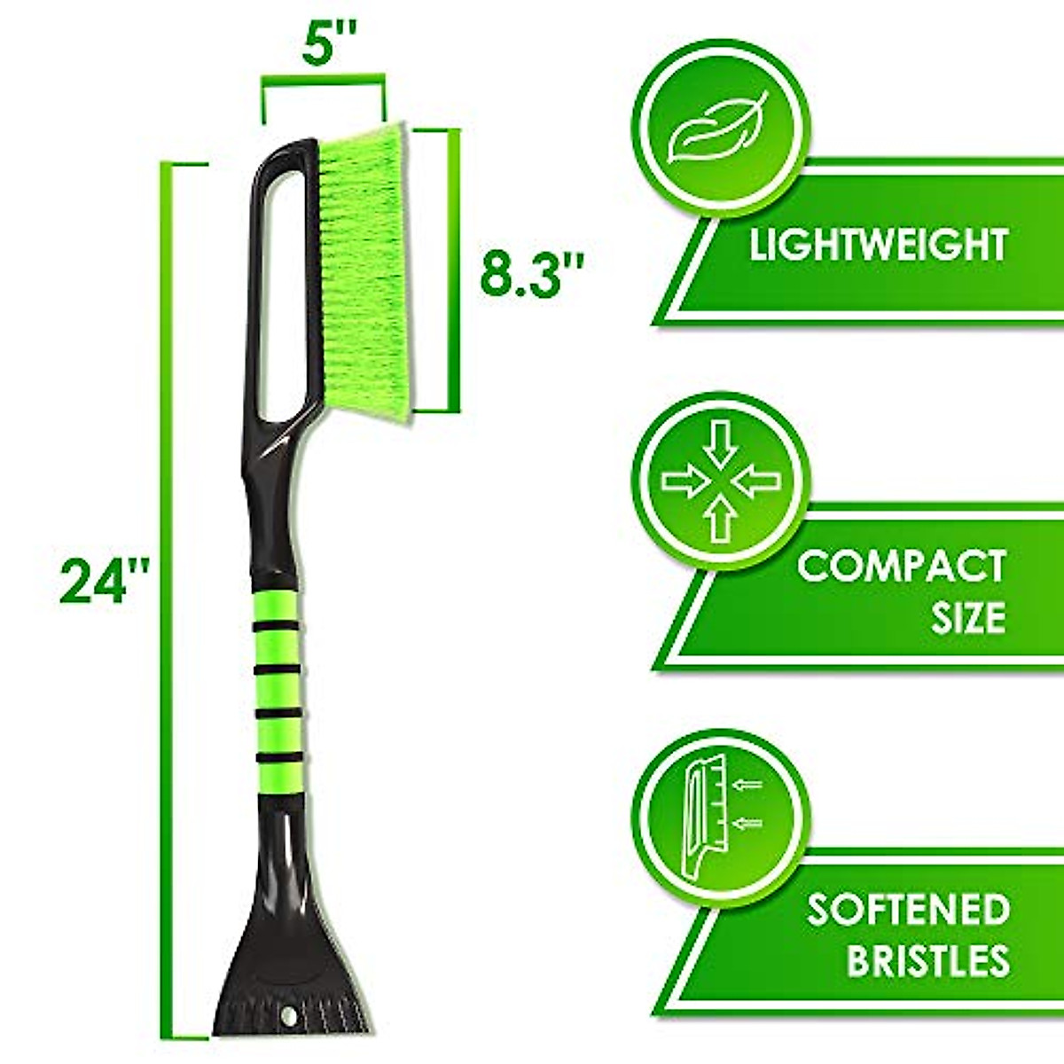 ALMA Snow Brush for Car with Ice Scraper - SOFT FOAM GRIP - Perfect Broom Snow Removal for Cars Window - Scratch Free Snow Scraper for Car - Ice Scrapers for Car Windshield ONE SOLID PIECE No Assembly
