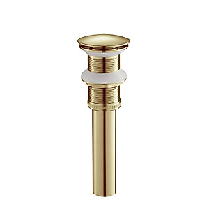 KIBI Bathroom Sink Pop Up Drain Without Overflow (Full Cover) | Lavatory Vanity Drain Stopper (Brushed Gold) (KPW103)