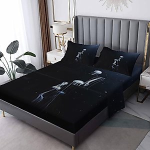 Jellyfish Sheets Full Size, Marine Life Bed Sheets, Patterned Bedding Sheets & Pillowcases 4 Piece Set - Soft Microfiber Deep Pocket Fitted Sheet & Flat Sheet & 2 Pillow Cases K2-&-76
