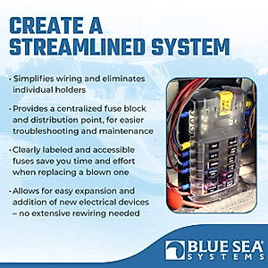 Blue Sea Systems 5026 ST Blade Fuse Block 12 Circuit with Ground and Cover