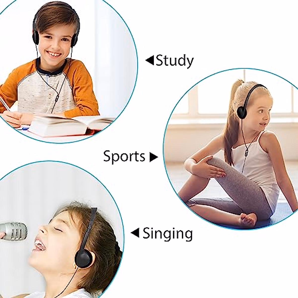 OSSZIT Bulk Headphones with Microphone 25 Pack for Classroom Kids,Wholesale Wire Headsets with Mic Class Set of Headphones with Mic for School Students Teen Children (Black)