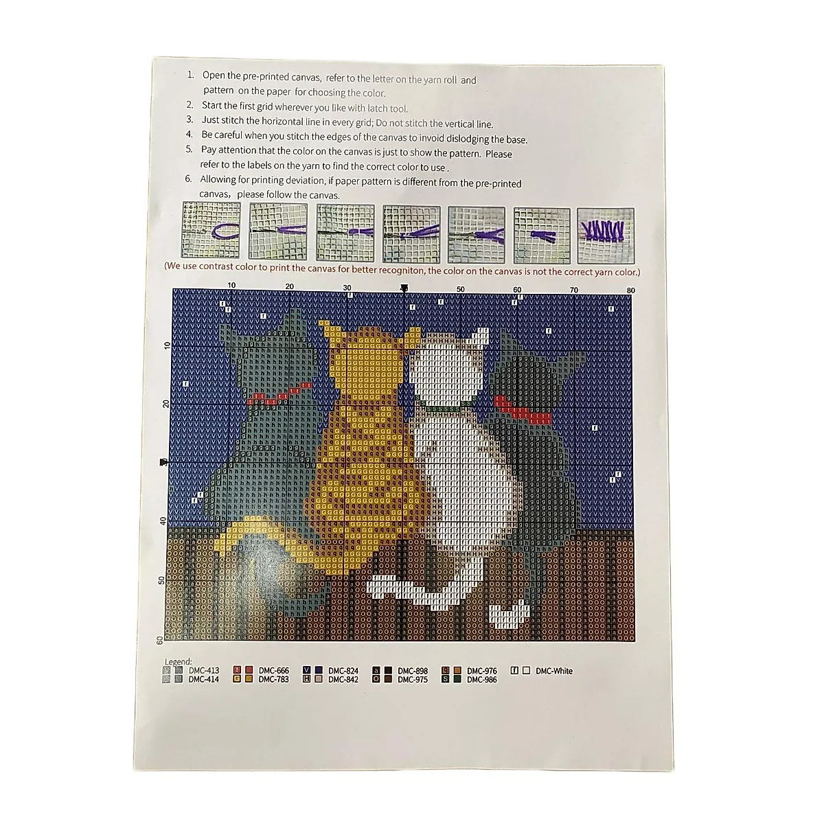 MeetBSelf Latch Hook Rug Kits Crocheting Carpet Rug Cats Acrylic Yarn Pre-Printed Canvas Cushion Mat Crochet Tapestry Sofa Decor