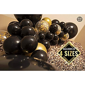 115pcs – Black and Gold Balloon Garland Kit & Arch – Black Gold Balloons Party Decorations – Balloon Arch for Gold and Black Birthday, Graduation, New Years, NYE, Retirement, Wedding, Anniversary