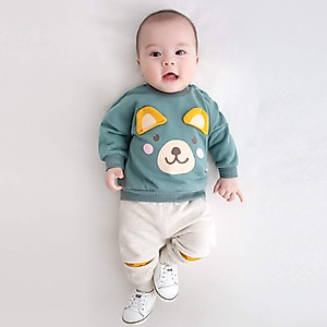 Little Bitty Toddler Baby Boys Clothes Long Sleeve Clothing Set Cute Cartoon Tops+Pants 2 Piece Outfits,Bear 12-18month/80cm