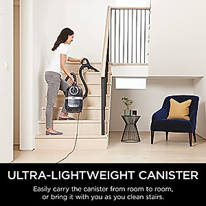 Shark CZ351 Pet Canister Vacuum, Bagless, Corded with Self-Cleaning Brushroll & PowerFins, Navy & Silver