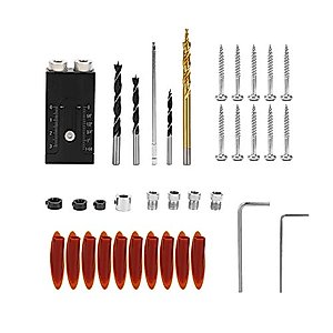 36pcs Pocket Hole Jig Kit, Aluminum Alloy Oblique Drilling Locator, Double Woodwork Guides Joint Angle Tool for Carpenters Angle Drilling Holes