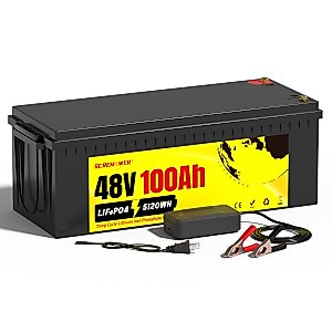 48v 100Ah LiFePO4 Battery Deep Cycle Lithium iron phosphate Rechargeable Battery Built-in BMS Protect Charging and Discharging High Performance for Golf Cart EV RV Solar Energy Storage Battery