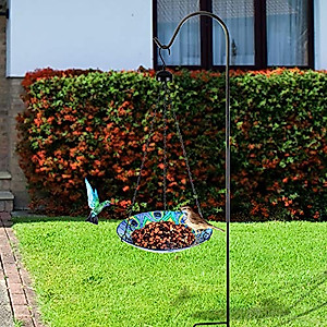 VCUTEKA Bird Bath Hanging for Outdoor Glass Small Bird Feeder Bowl Garden Decoration 11 Inch Peacock (Peacock)