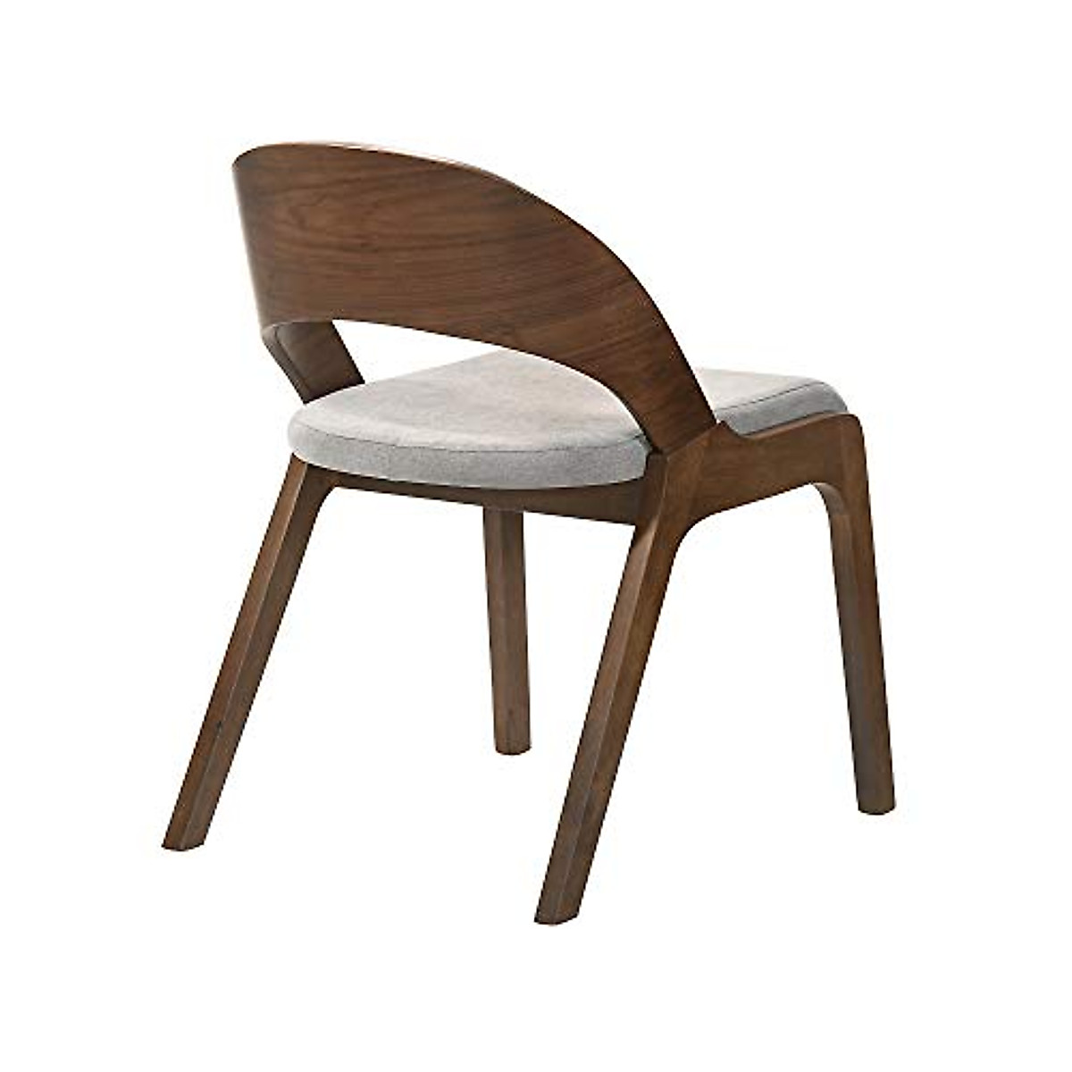 Armen Living Polly Mid-Century Modern Dining Accent Chairs Finish Fabric-Set of 2, 20" Wide, Walnut/Grey