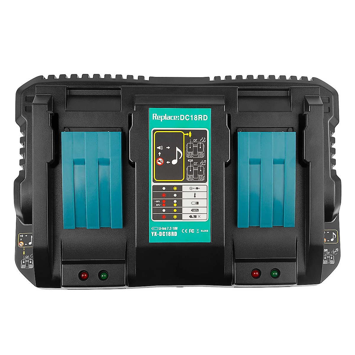 TREE.NB 18V DC18RD Dual Ports Battery Charger, Fast Replacement Charge 4A 120W Lithium-Ion Battery BL1415 BL1430 BL1830 BL1840 BL1850 BL1850B BL1860B, Replace DC18RC DC18SF DC18RT