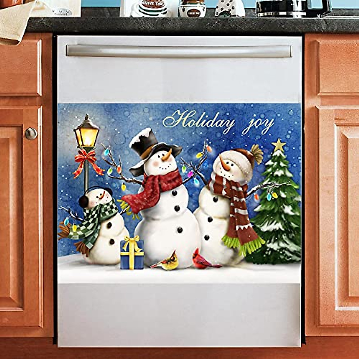 Dishwasher Magnetic Cover Kitchen Decor Magnetic Appliance Covers Christmas Snowman Refrigerator Dishwasher Decal Magnetic Refrigerator Cover Dishwasher Cover Metal Door Garage 23 W x 17 H Inches
