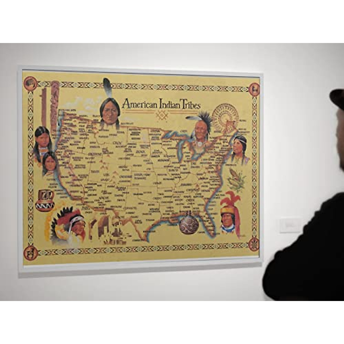 Native American Tribes Map Wall Art - Cultural History Poster 18x12