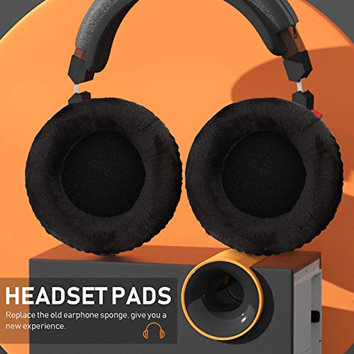 OSALADI 2pcs Headset Earpads Replacement Sponge Headphones Cushions Memory Foam Ear Pad Covers Earphone Pillow Parts Compatible with Beyerdynamic T70P T5P T1 DT990 DT880 Black