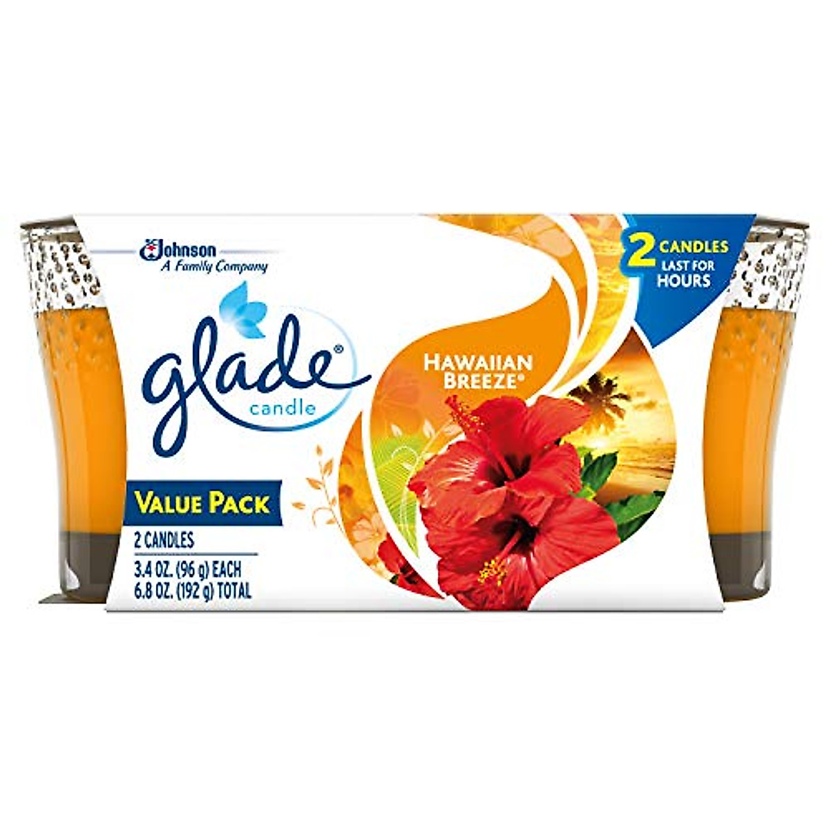 Glade Candle Jar, Air Freshener, Hawaiian Breeze, 3.4 oz, 2 Count