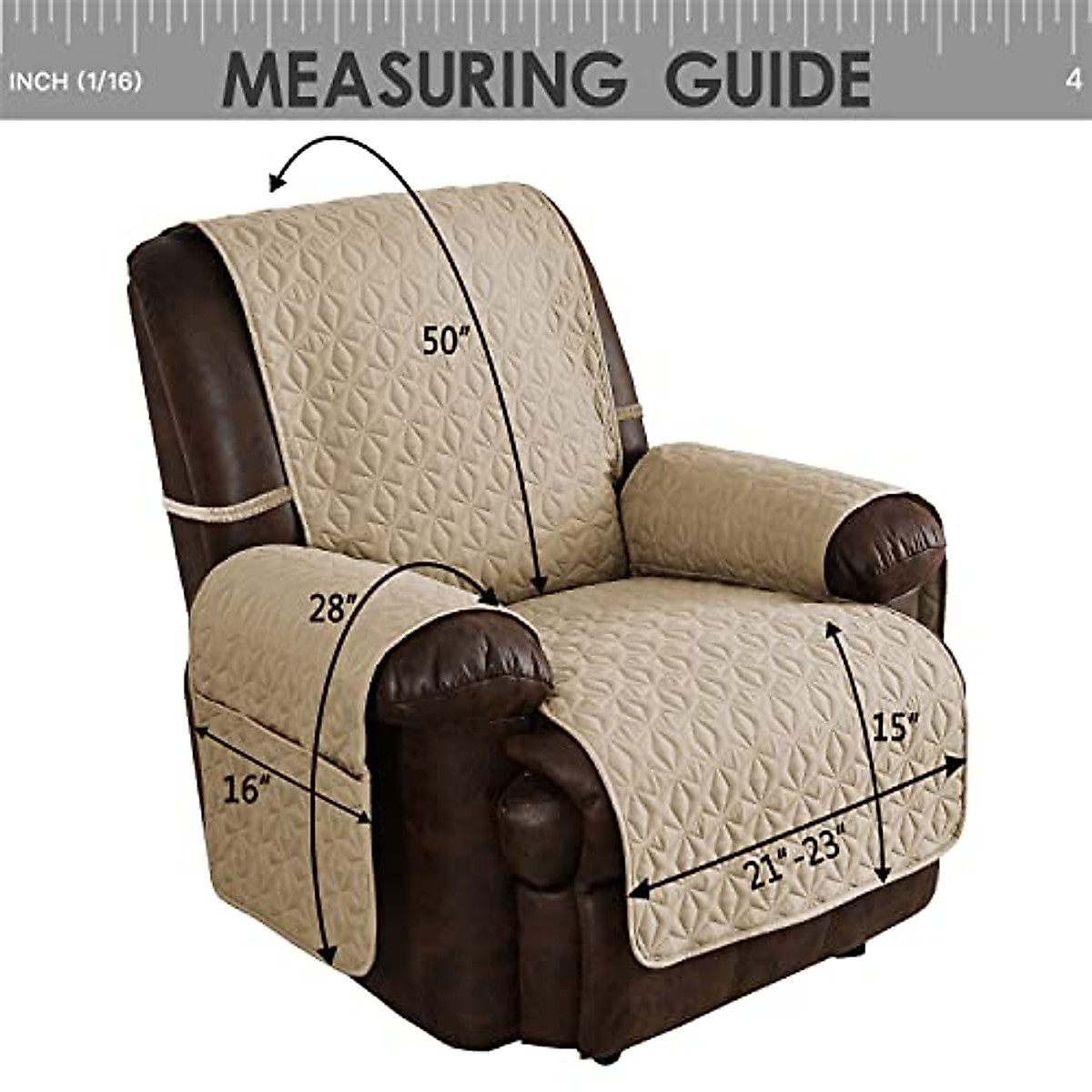 RBSC Home Waterproof Recliner Chair Covers Anti Slip Small Recliner Cover for Pets Dogs