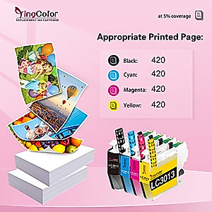 Compatible LC3013 Ink Cartridge BK/C/M/Y Replacement for Brother LC3013 LC3011 for Brother MFC-J895DW MFC-J497DW MFC-J491DW MFC-J690DW Printer (1 Black, 1 Cyan, 1 Magenta, 1 Yellow)-Yingcolor