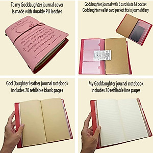 MALLAbyLAMMA To My Goddaughter Journal, Goddaughter Wallet Card, Goddaughter Keychain Gift Set, 140 Page Refillable Notebook, Suitable for Birthday, Graduation, Christmas