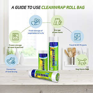 CLEANWRAP Food Storage Roll Bags (13.78 * 17.71-500 PCS) + Zipper Bag (Medium 90 Bags) | Food Plastic Bags, Mini Plastic Bags, Plastic Bread Bags, Roll Plastic Bags, Plastic Produce Bag