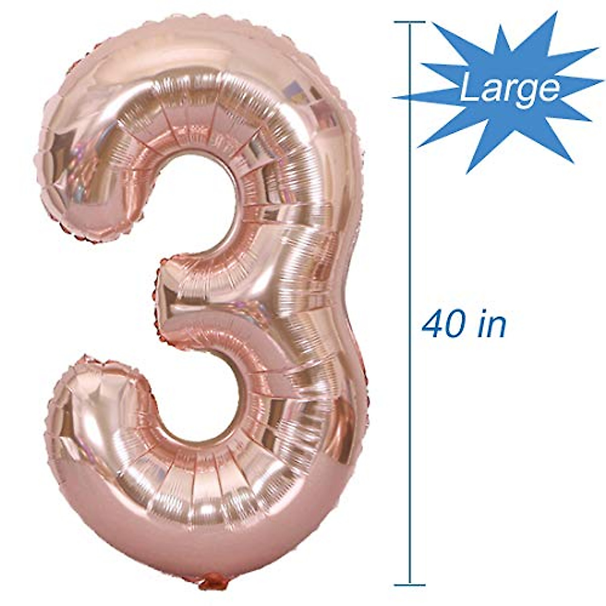 Tellpet Number 30 Balloon for Girl Her Women, 30th Birthday Party Decorations Supplies, Rose Gold, 40 Inch