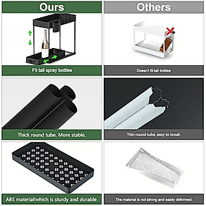 seasky Under Sink Organizers and Storage 2 Pack, 2 Tier Adjustable Height Sliding Bathroom Organizer, Kitchen Organizer Multipurpose Under Sink Cabinet Storage with 8 Hooks and 2 Hanging Cup