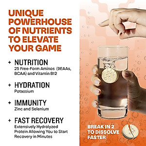 Unbroken Electrolyte Tablets for Post Workout Recovery & Immune Support, Hydration Tablets & Immune Boosters for Adults, Electrolytes with Amino Acids, Vitamins, Minerals, & Salts, Mango Flavor, 10 ct